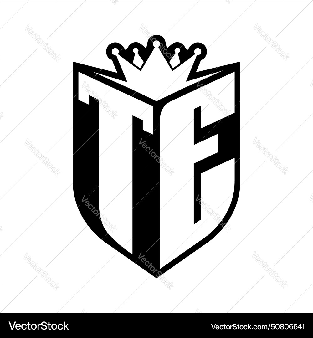 Te letter bold monogram with shield shape Vector Image