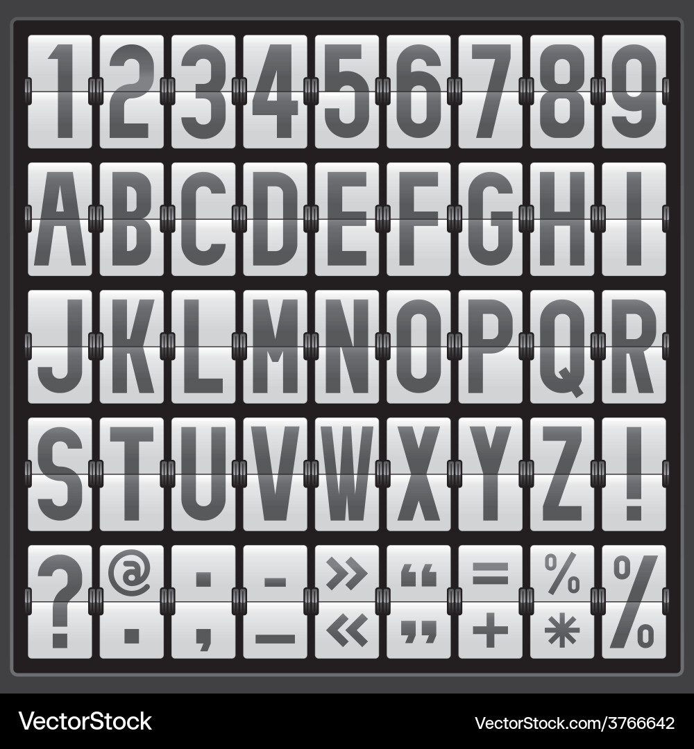 Alphabet of mechanical panel Royalty Free Vector Image