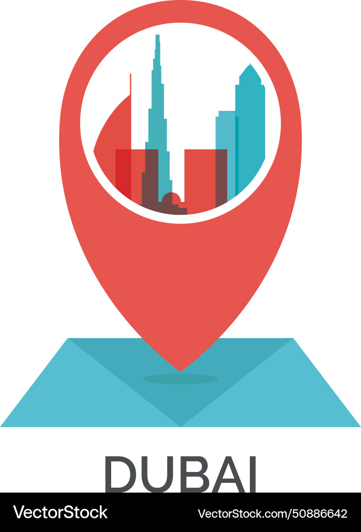Arabisch emirates dubai map city pin point Vektorbild