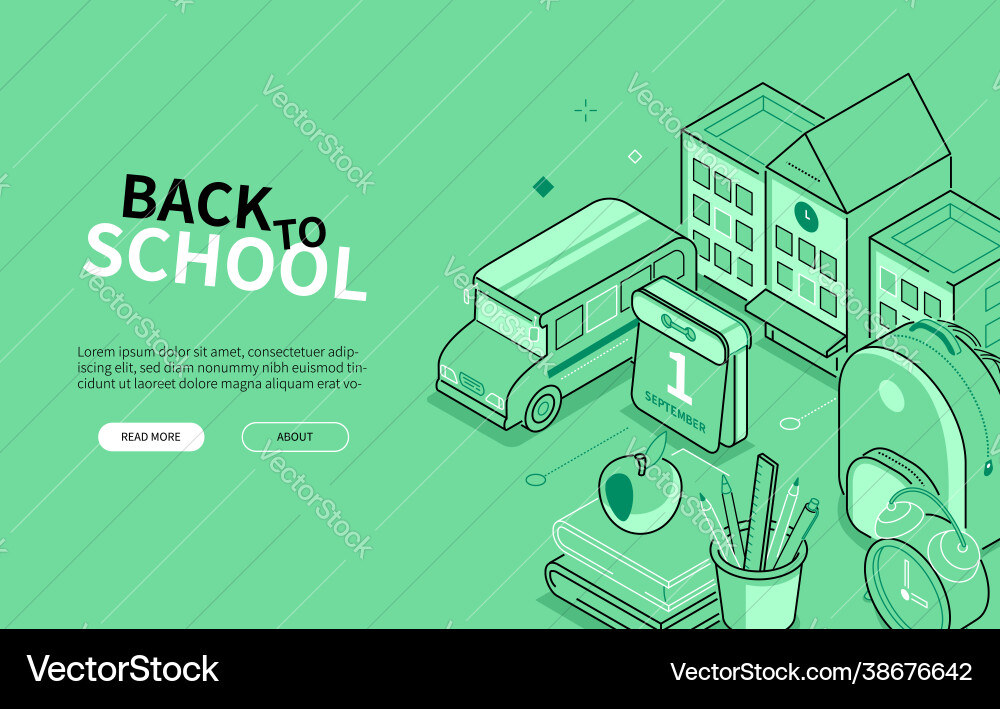 Back to school - line design style isometric web Vector Image