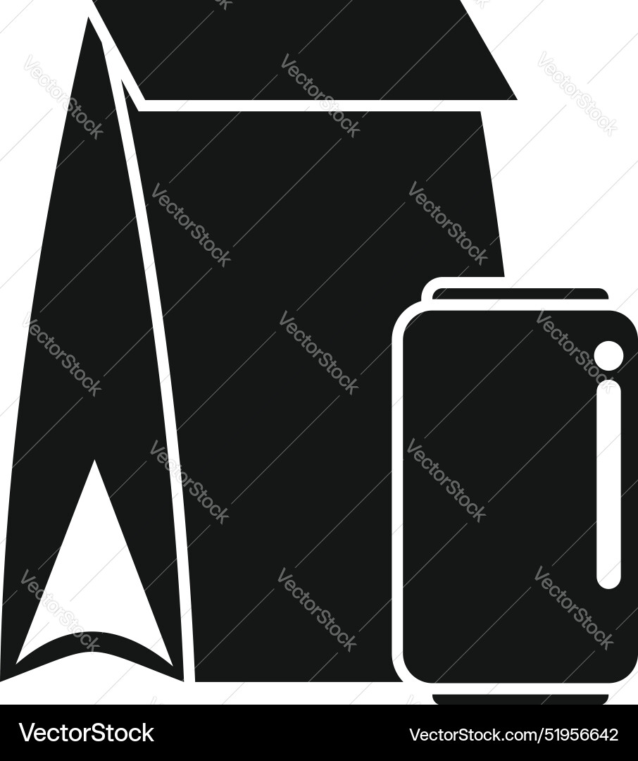 Black glyph style icon representing lunch bag Vector Image