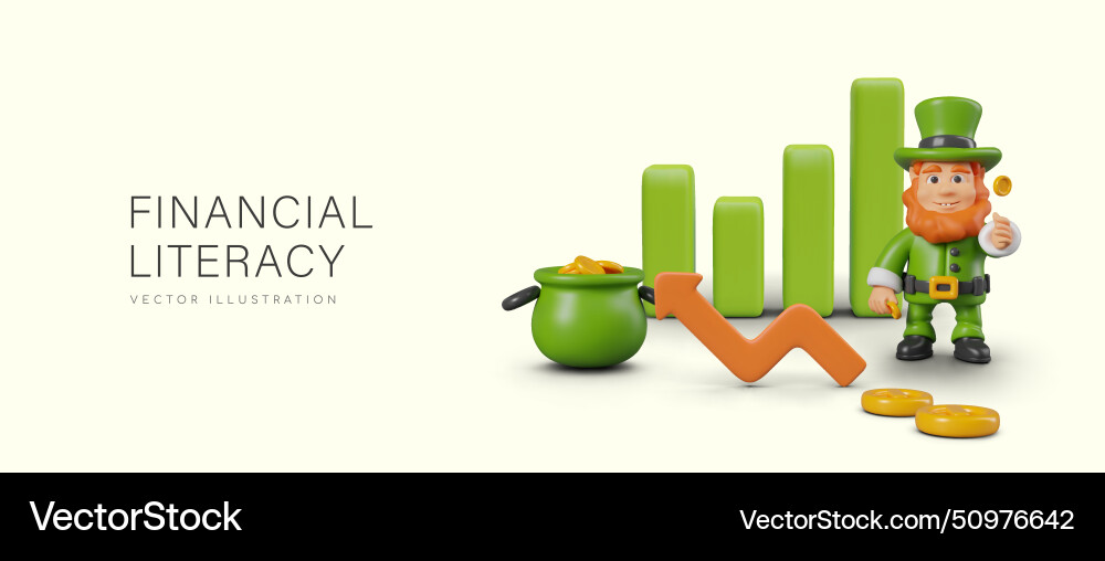 Cute financial literacy concept realistic Vector Image