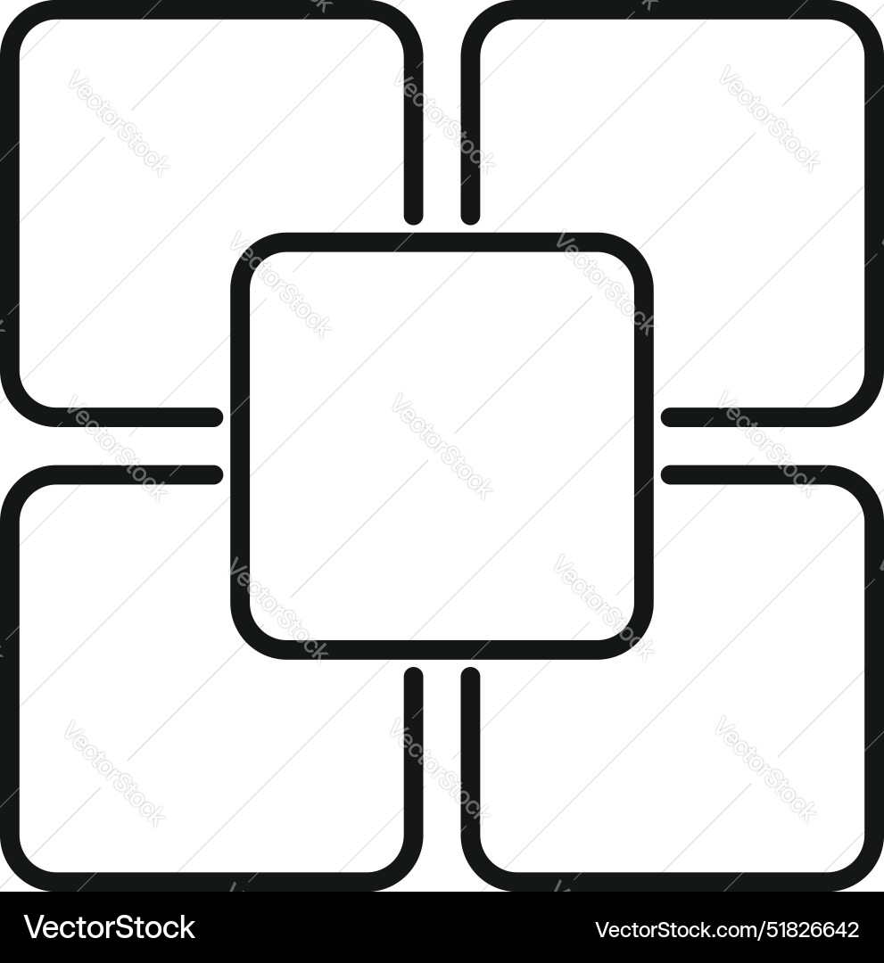 Five empty squares forming a cross shape connected