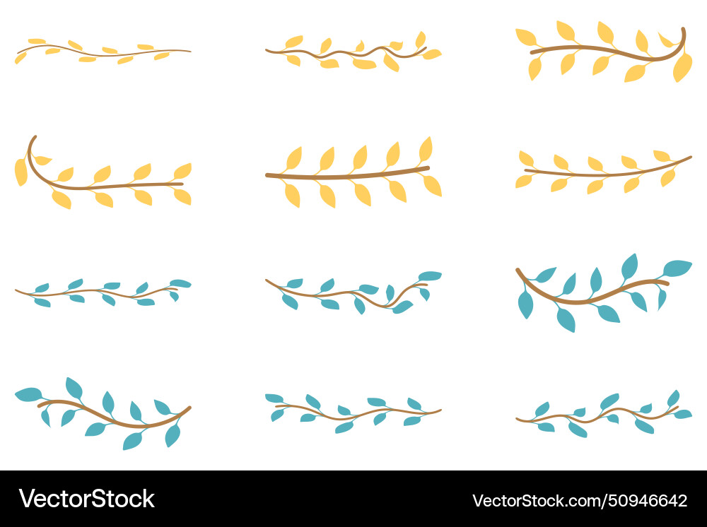 Flower vine icon set botanical decoration Vector Image