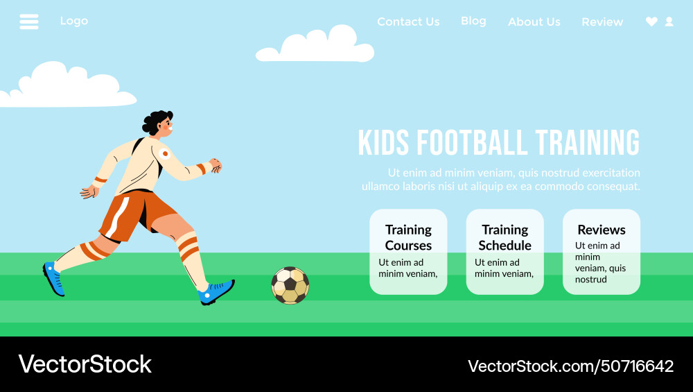 Kids football training internet site page template