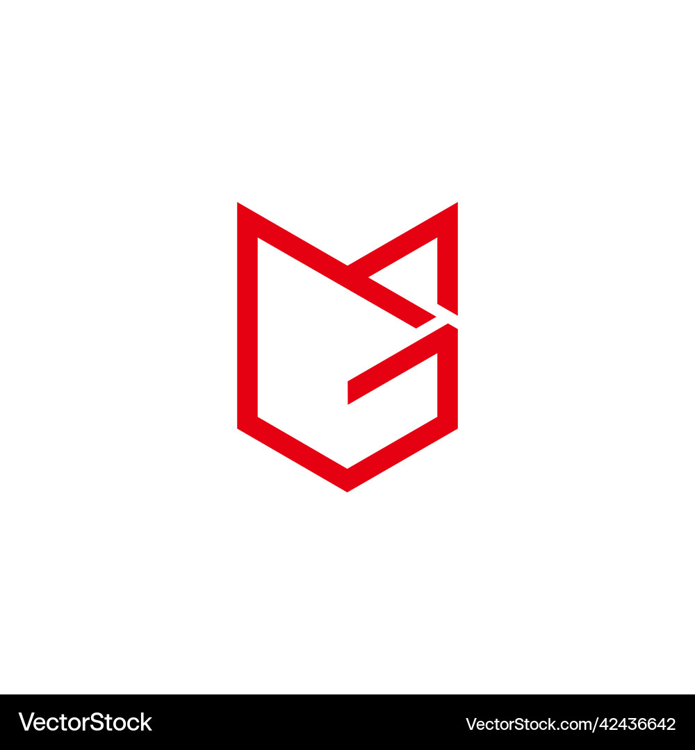Letter mg red geometric linked line logo Vector Image
