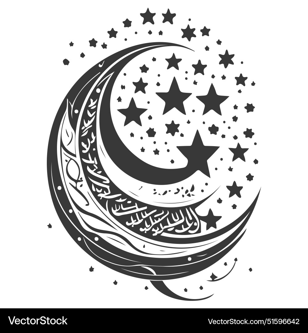 Moon star ramadan arabic islamic grey Royalty Free Vector