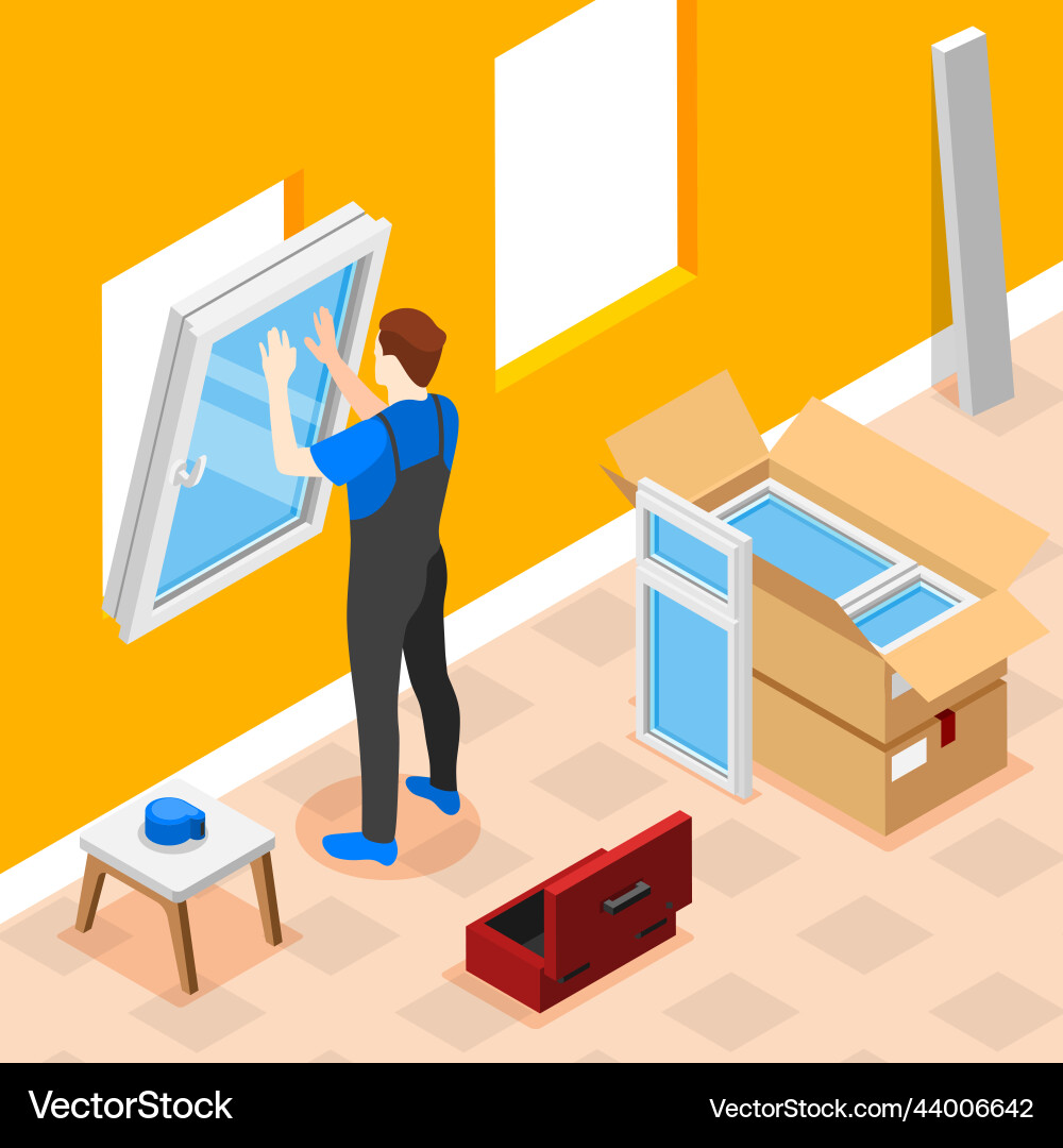 Plastic windows isometric Royalty Free Vector Image