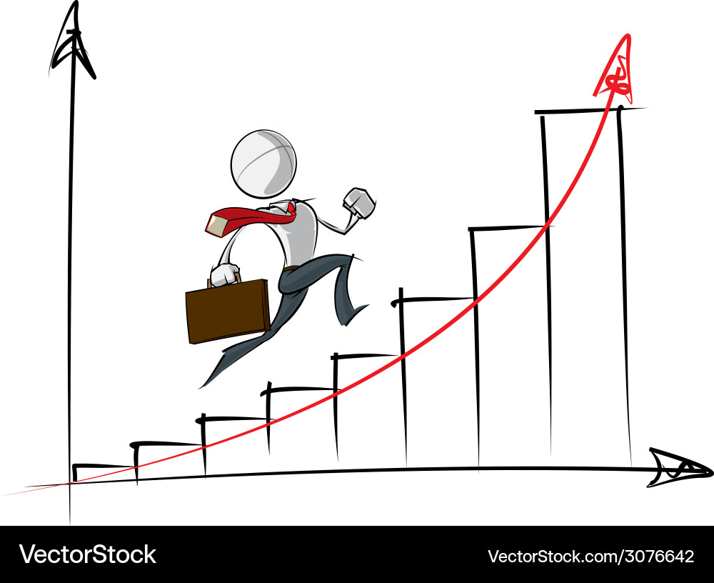 Simple business people exponential growth chart Vector Image
