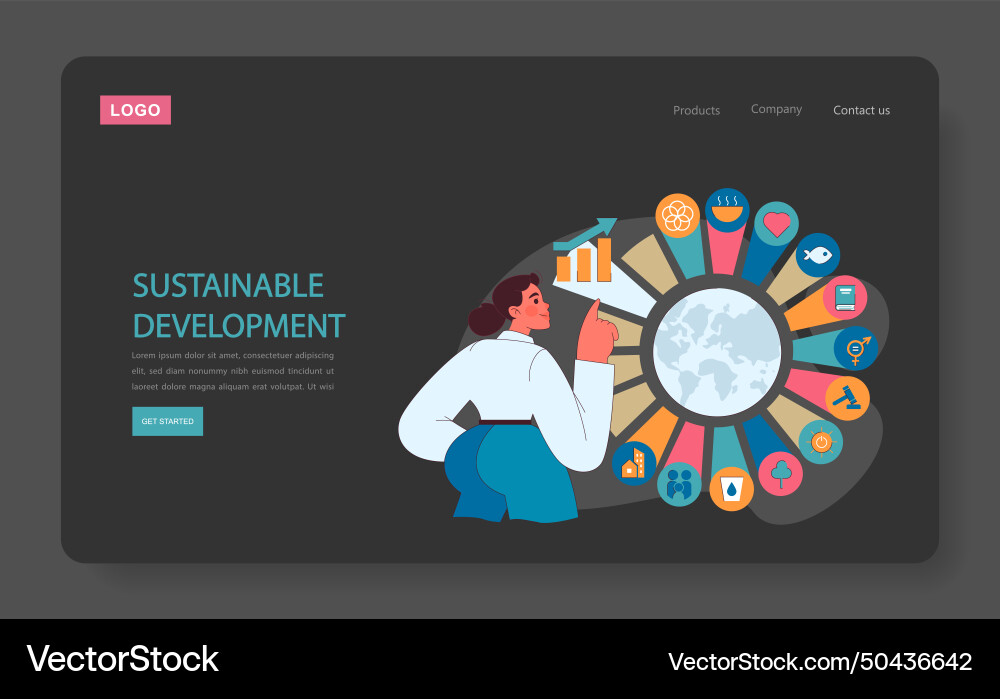 Sustainable development dark or night mode web Vector Image