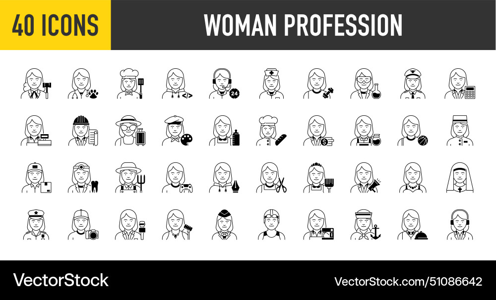 Women professions icons set Royalty Free Vector Image