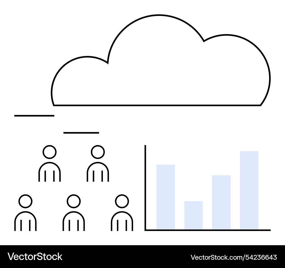 Cloud computing data analysis with team Royalty Free Vector
