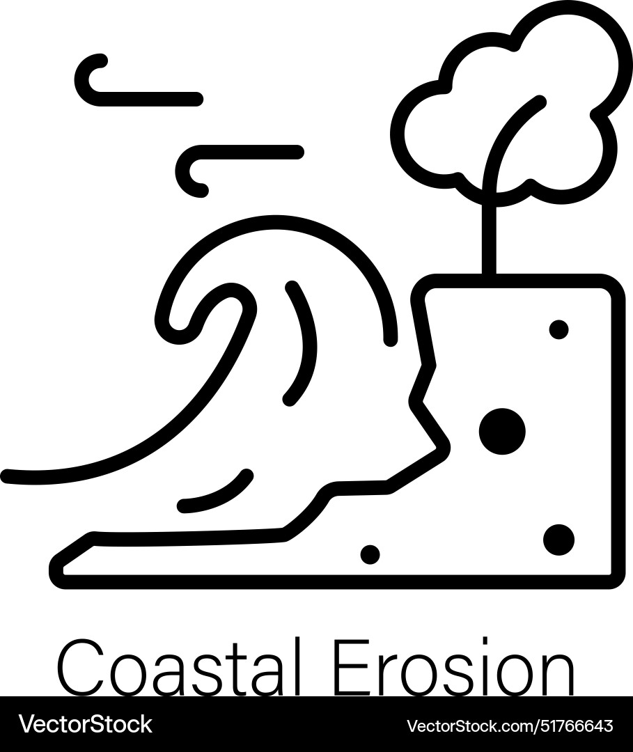 Coastal erosion Royalty Free Vector Image - VectorStock
