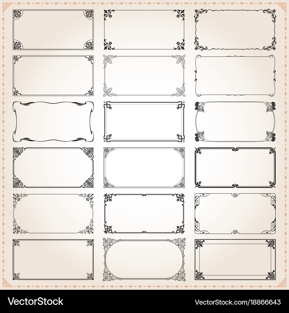 Decorative frames and borders rectangle 2x1 Vector Image