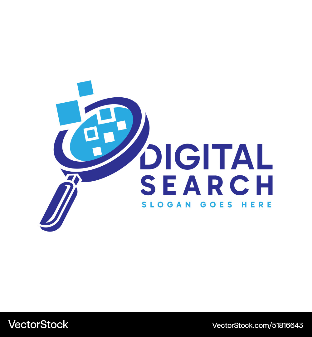 Digital search logo design abstract magnifying Vector Image