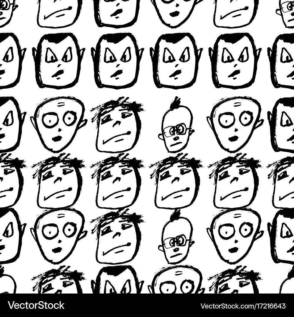 Doodles faces pattern Royalty Free Vector Image