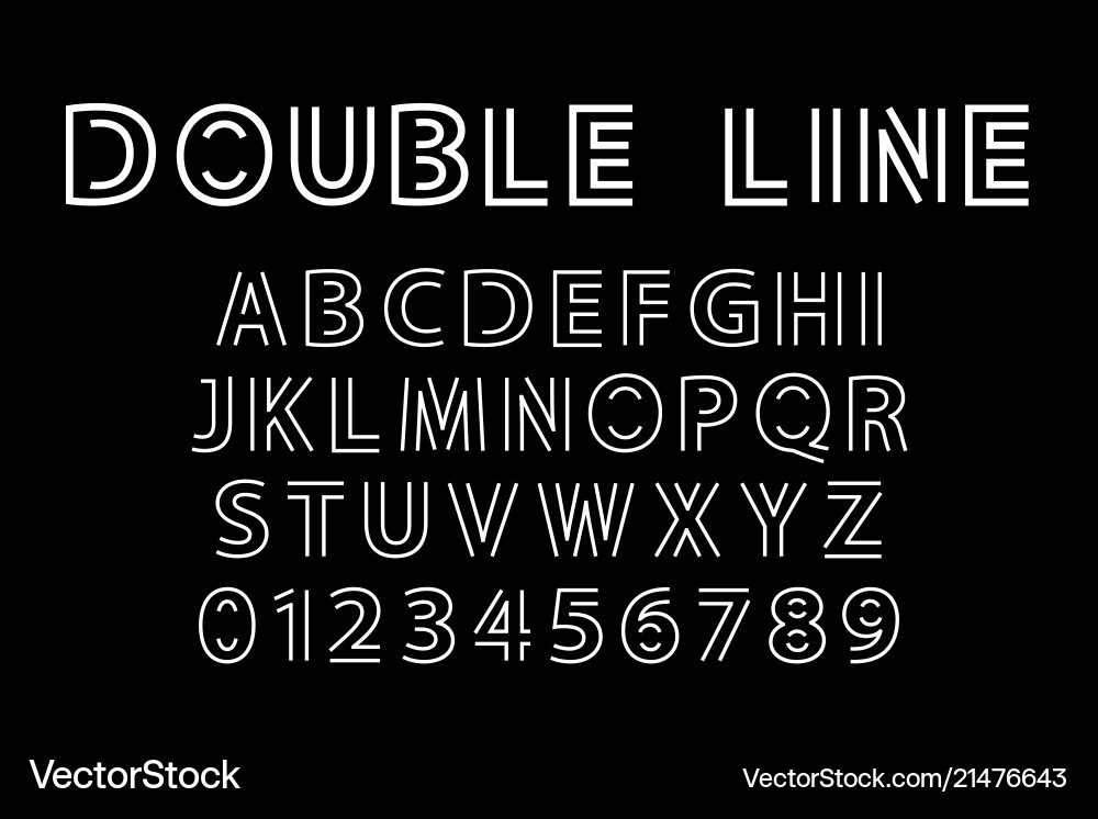 Double Line Font - Minimalist Style Royalty Free Vector