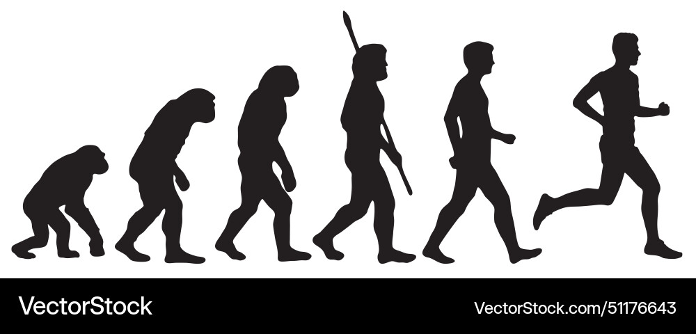 Evolution of the human from darwin to the runner Vector Image