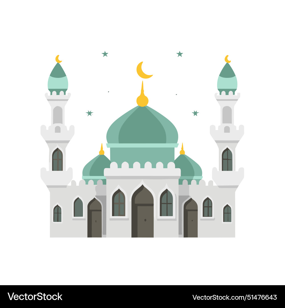 Flat islamic mosque building Royalty Free Vector Image