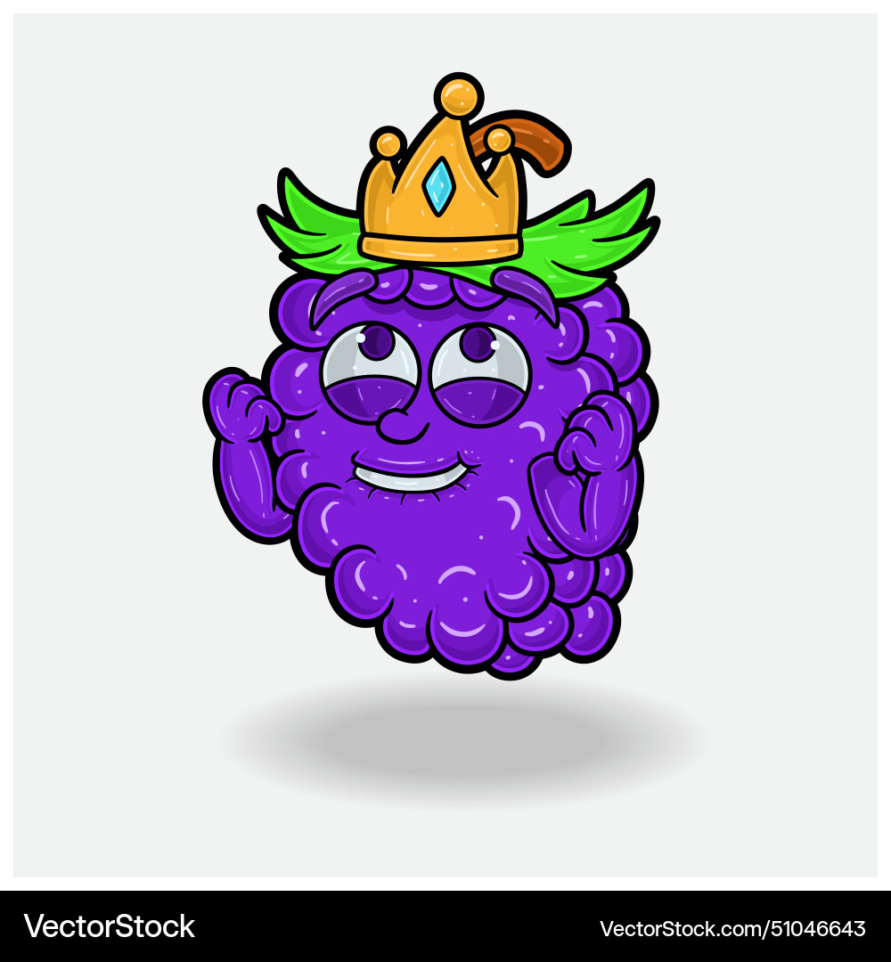 Happy expression with grape fruit crown mascot Vector Image