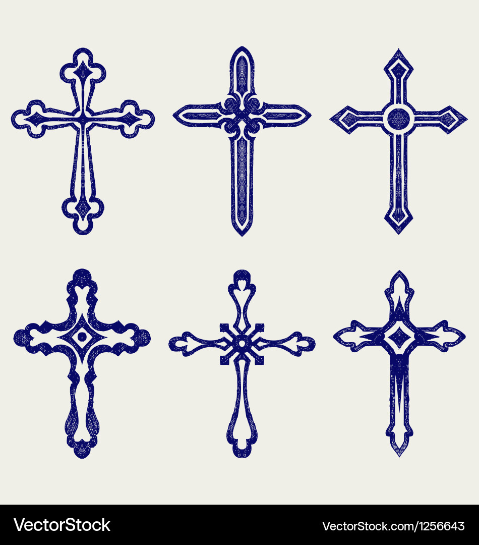Religious cross design collection Royalty Free Vector Image