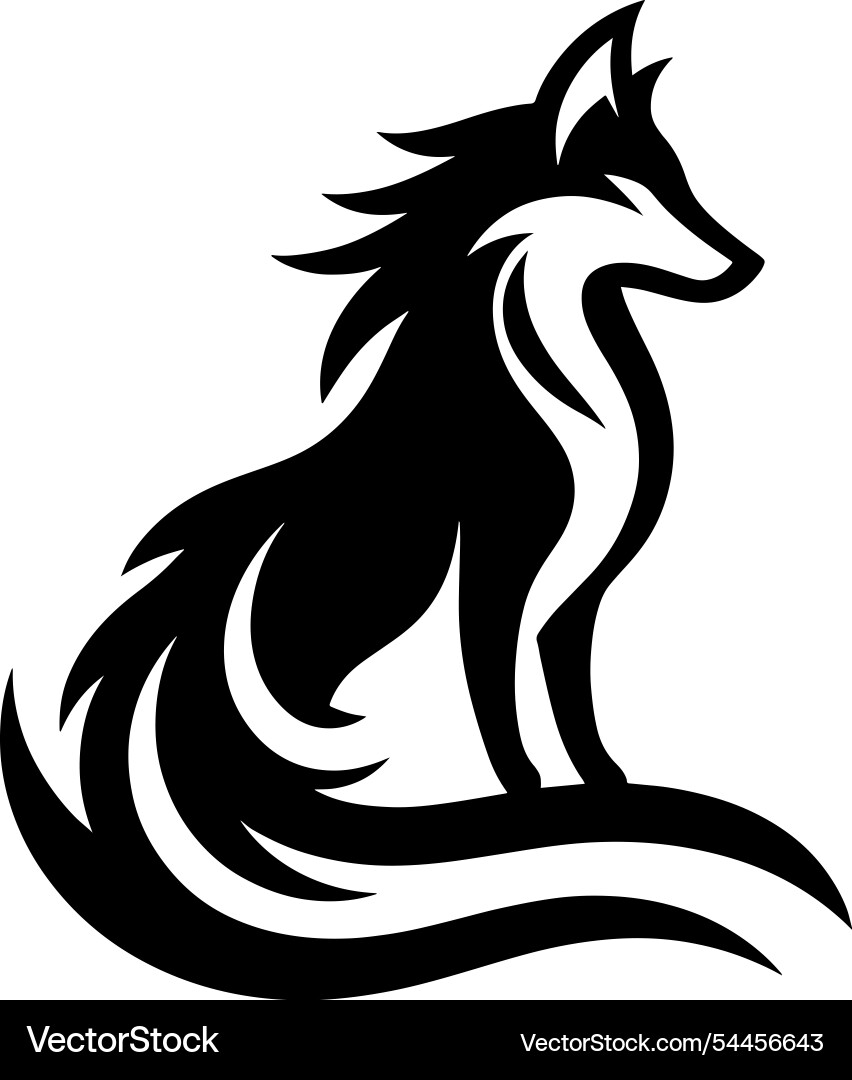 Stylized fox design black silhouette Royalty Free Vector