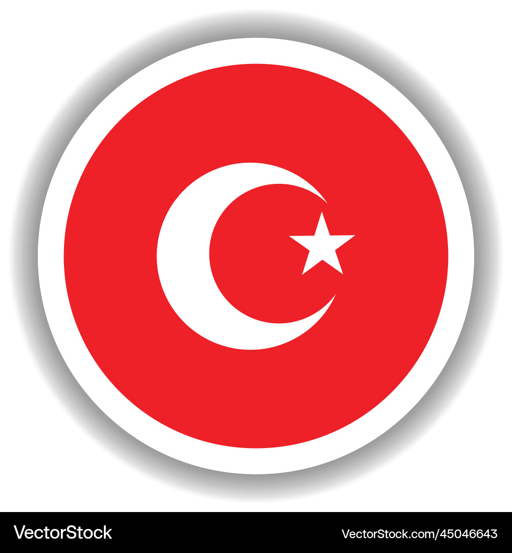Turkiye flag round shape Royalty Free Vector Image