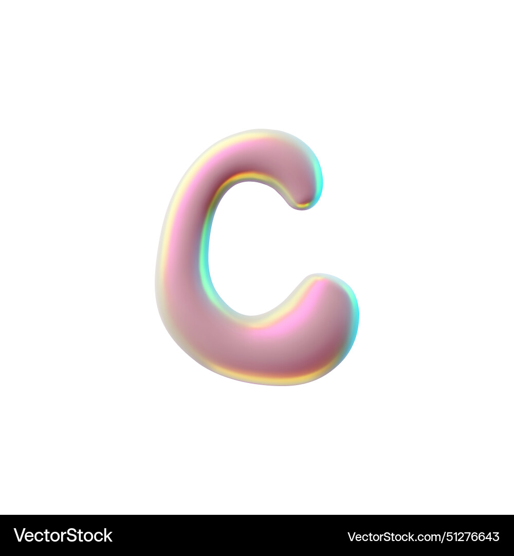 Volumetric english letter c with a glossy Vector Image