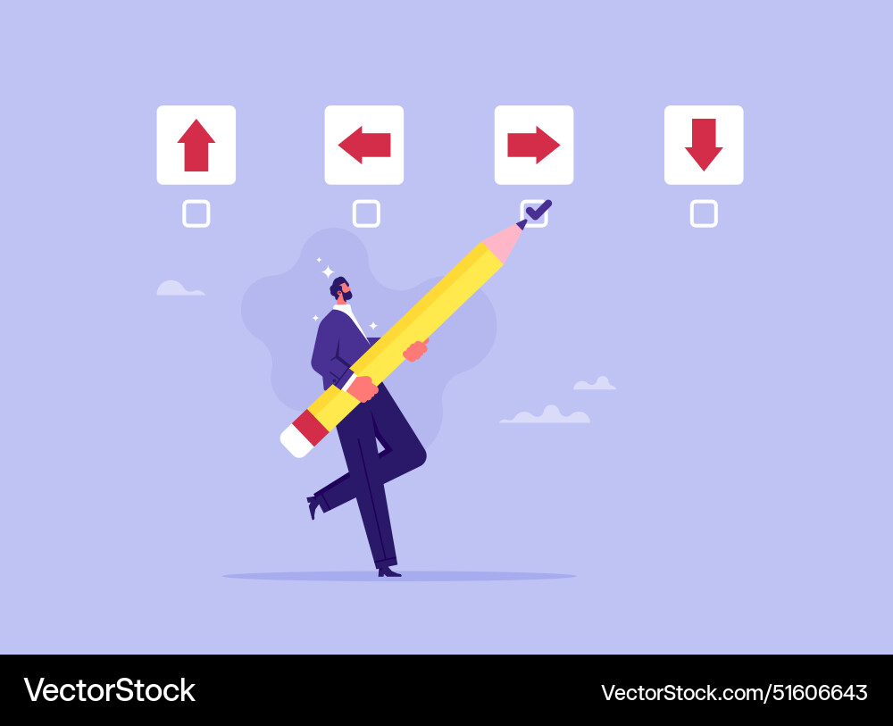 Work direction or choose the right way to success Vector Image