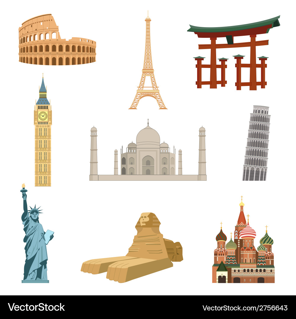 World Landmarks Collection Royalty Free Vector Image