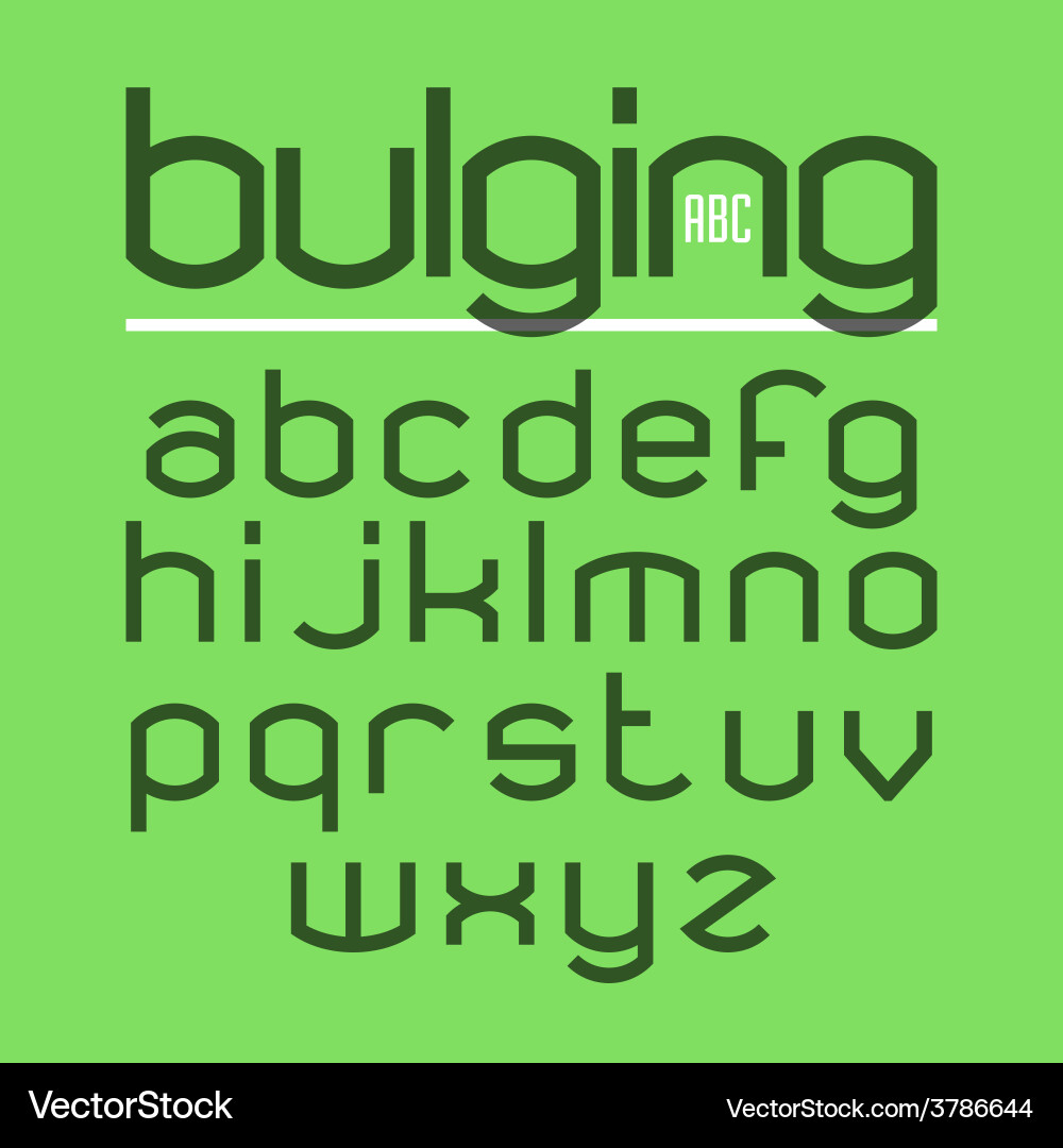 Bulging typeface alphabet Royalty Free Vector Image