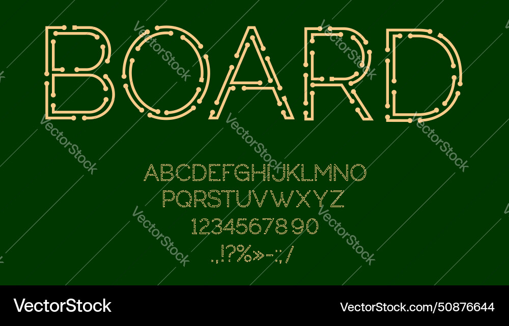 Circuit font or motherboard line geometric type Vector Image