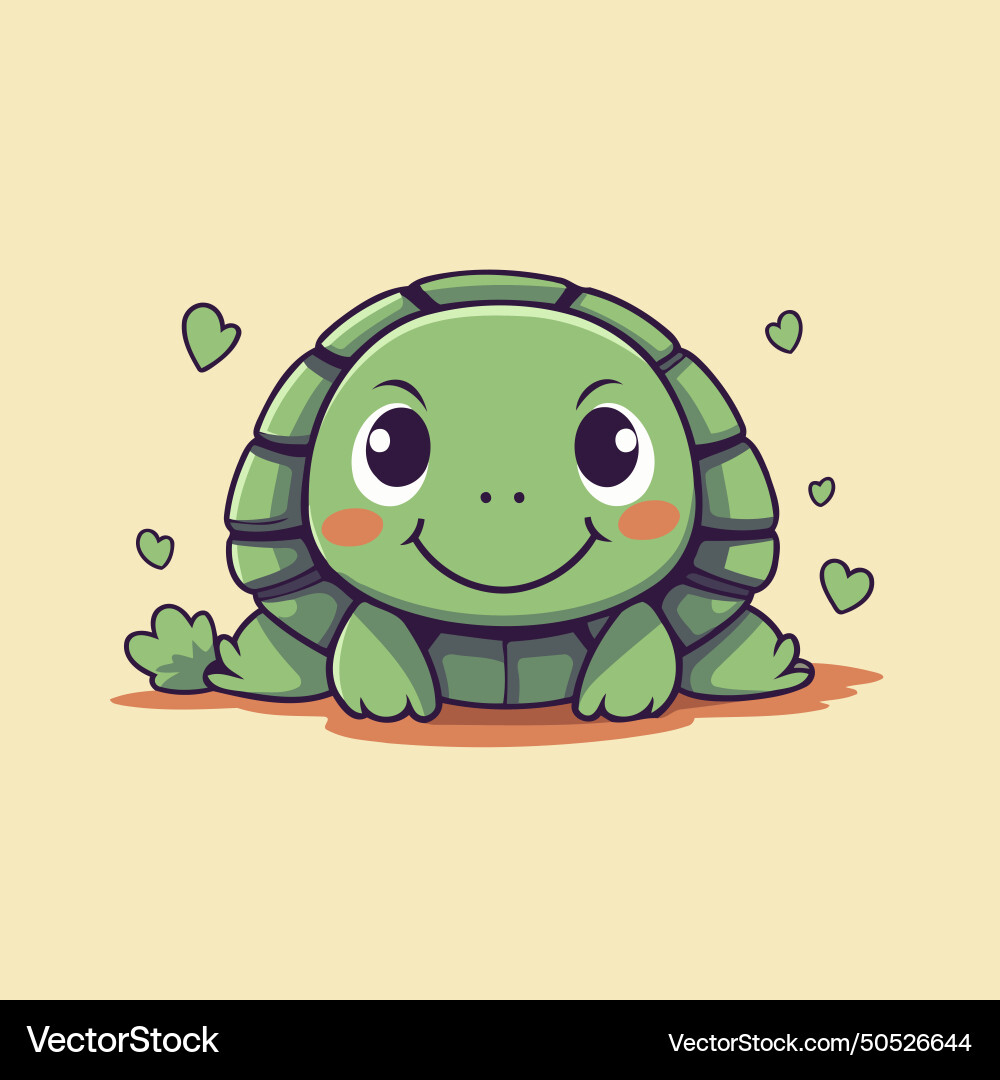 Cute turtle cartoon with hearts Royalty Free Vector Image