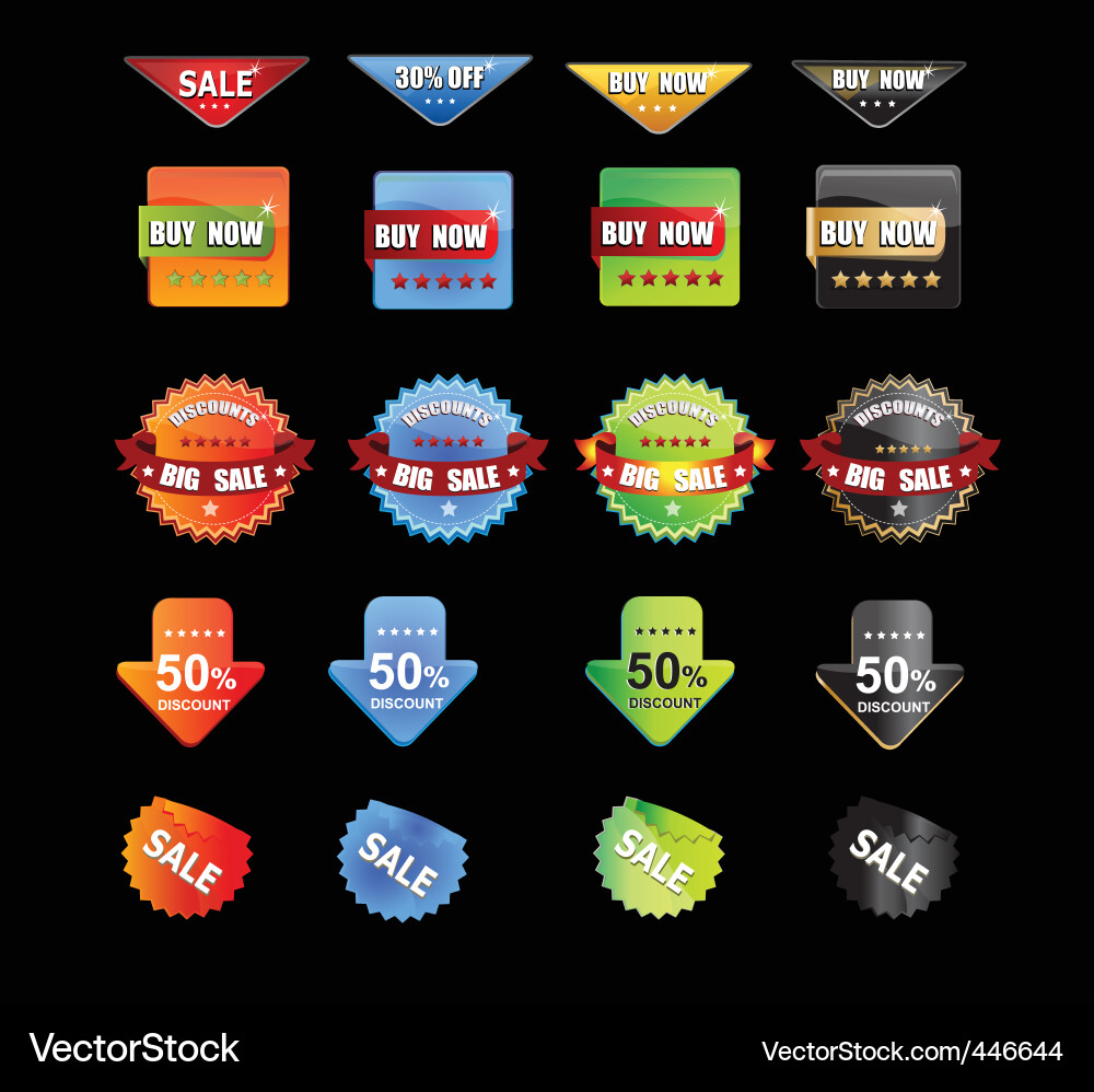 Discount stickers Royalty Free Vector Image - VectorStock