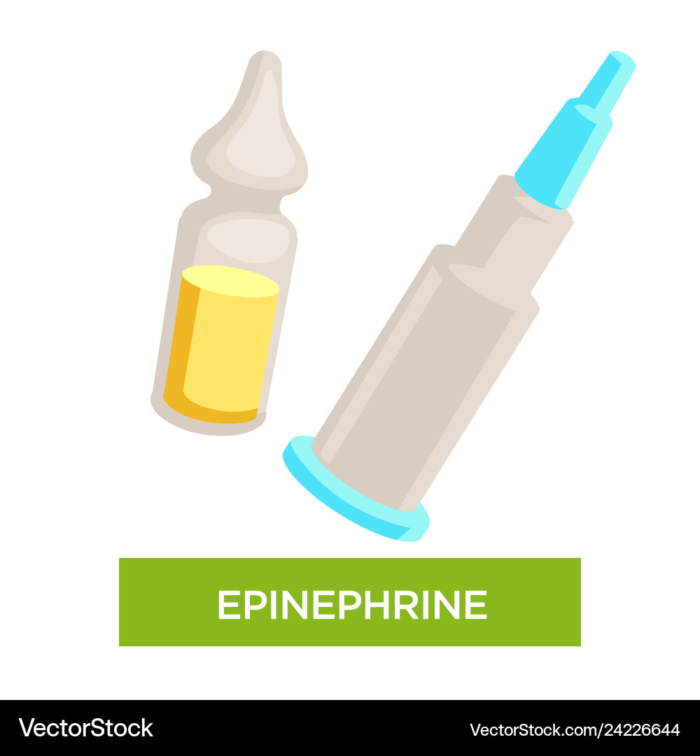 Epinephrine injector allergy medical liquid Vector Image