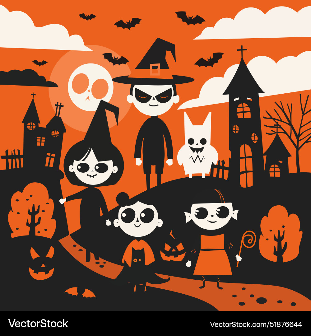 Halloween characters in a flat style Royalty Free Vector