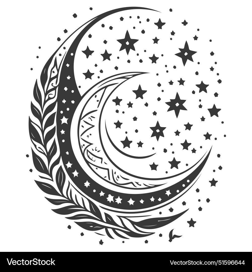 Moon star ramadan arabic islamic grey Royalty Free Vector