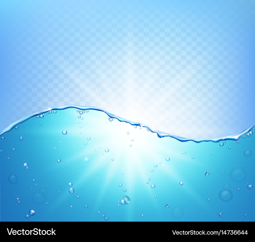 Sparkling Blue Water Wave with Bubbles Royalty Free Vector