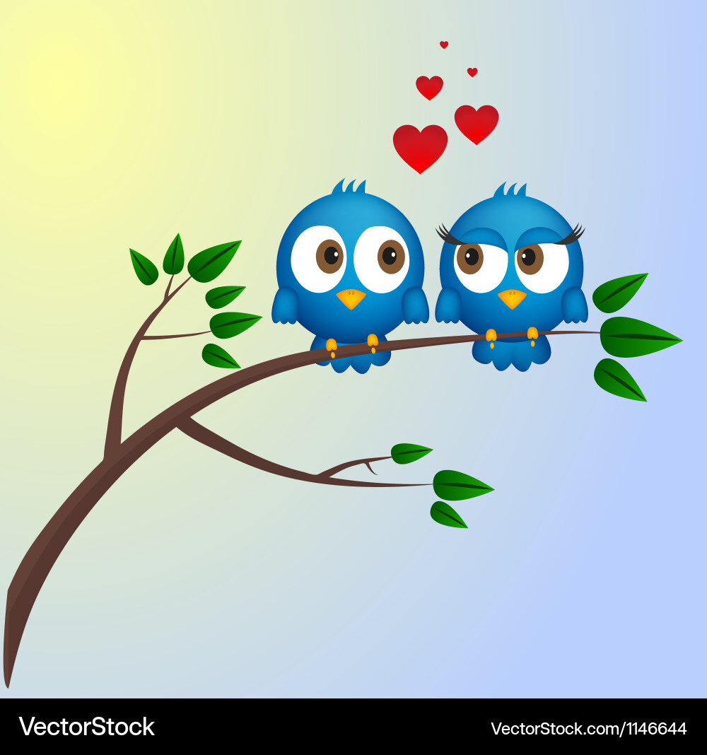 Two birds in love Royalty Free Vector Image - VectorStock