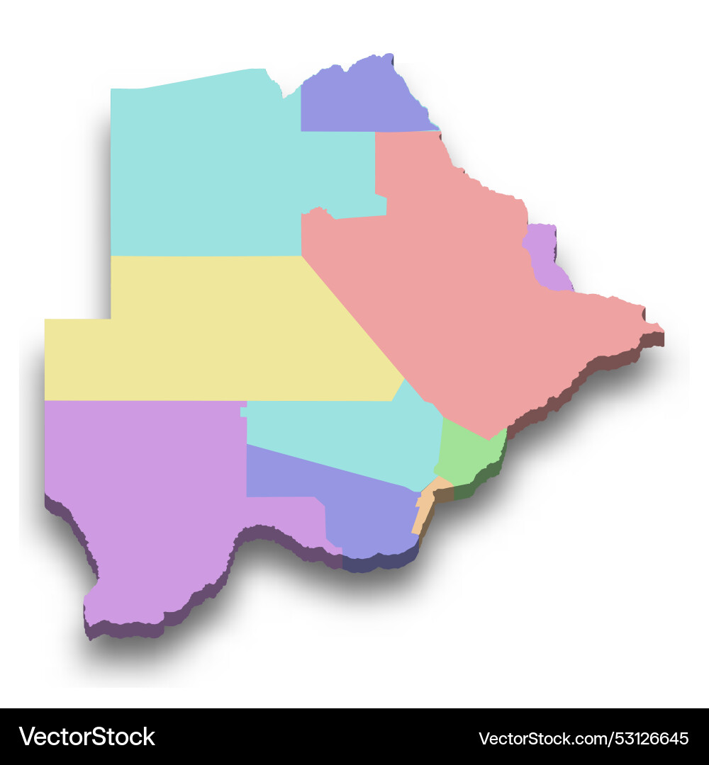 3d isometric colored map of botswana Royalty Free Vector