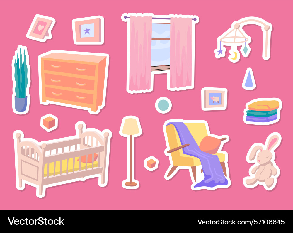 Cartoon color baby cot room interior element Vector Image