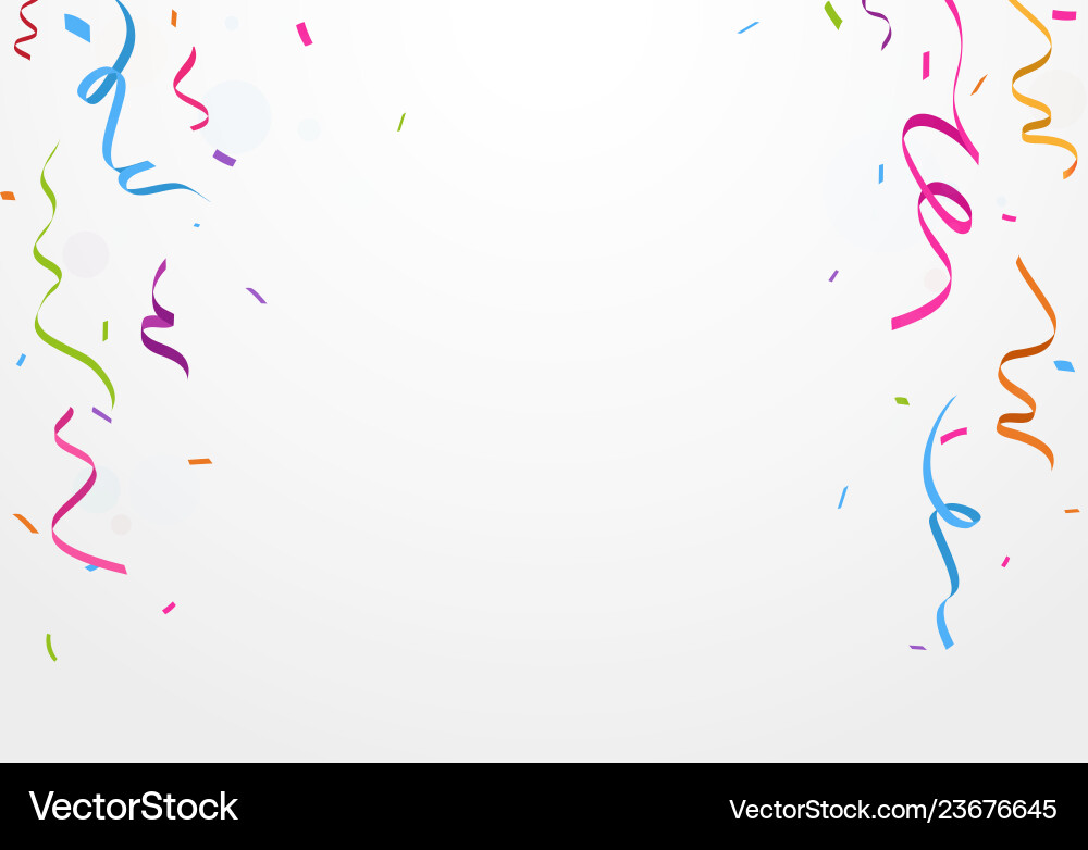 Colorful ribbon and confetti Royalty Free Vector Image