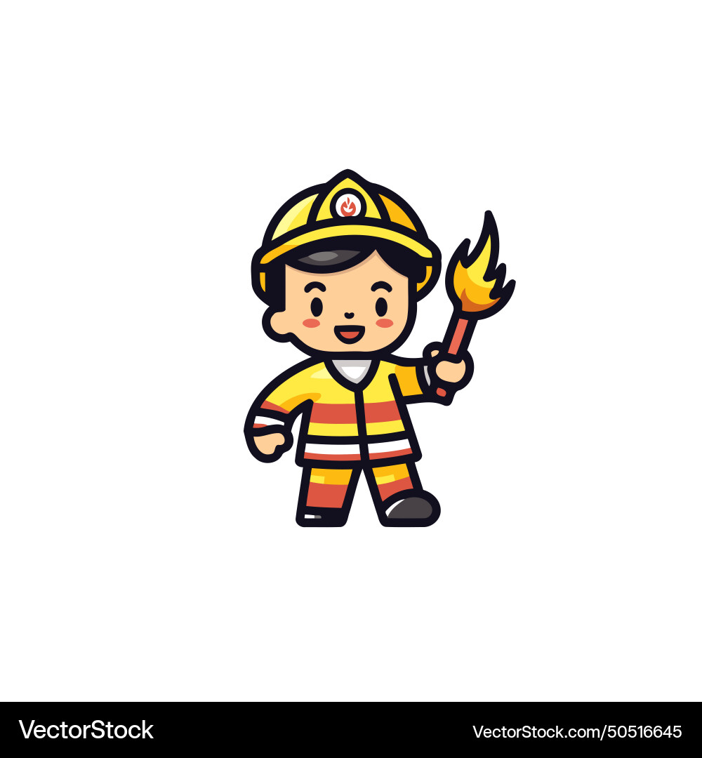 Firefighter cartoon character design emergency Vector Image