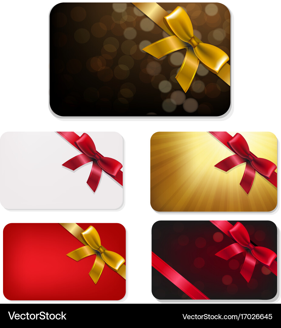 Gift card with bows big set Royalty Free Vector Image
