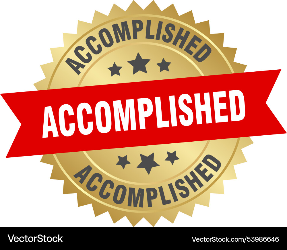 Accomplished round red and gold Royalty Free Vector Image