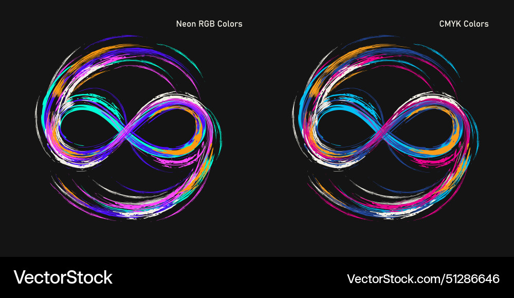 Infinity sign drawn with neon splatter paint Vector Image
