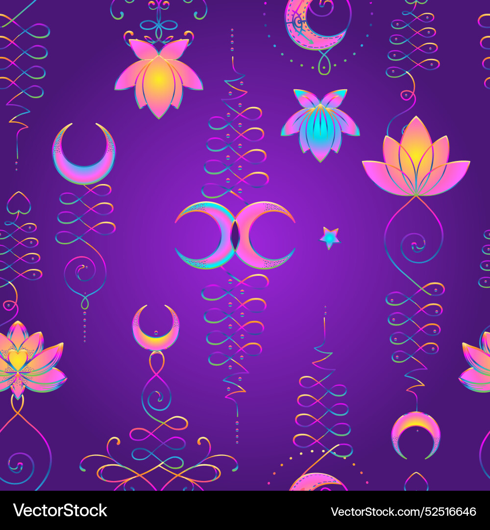 Lotus and sacred geometry seamless pattern Vector Image