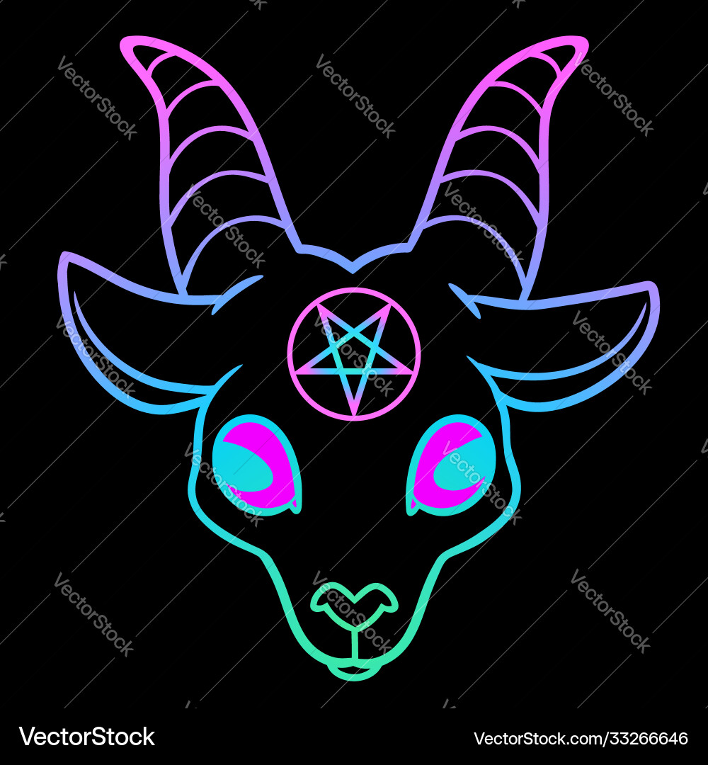 Satanic Goat Head with Pentagram Royalty Free Vector Image
