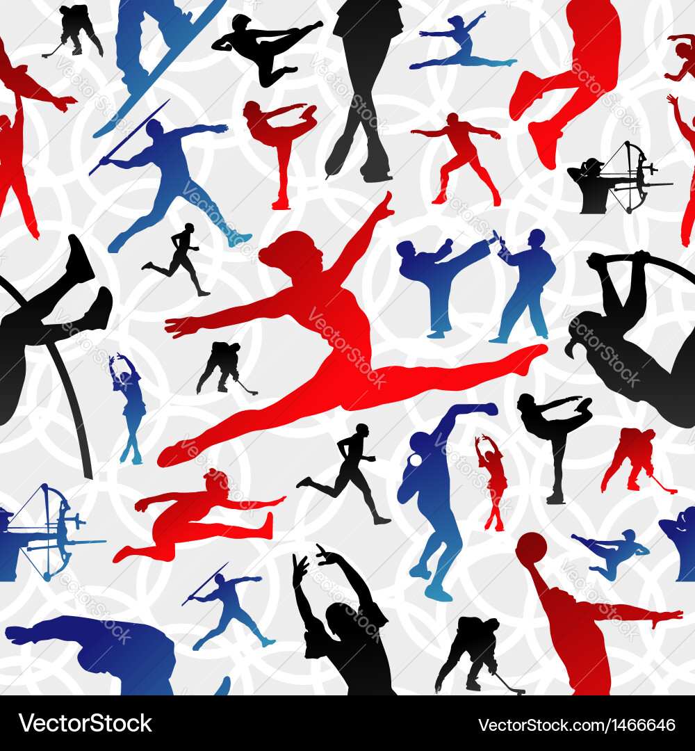 Sports Silhouette Pattern - Action & Movement Vector Image