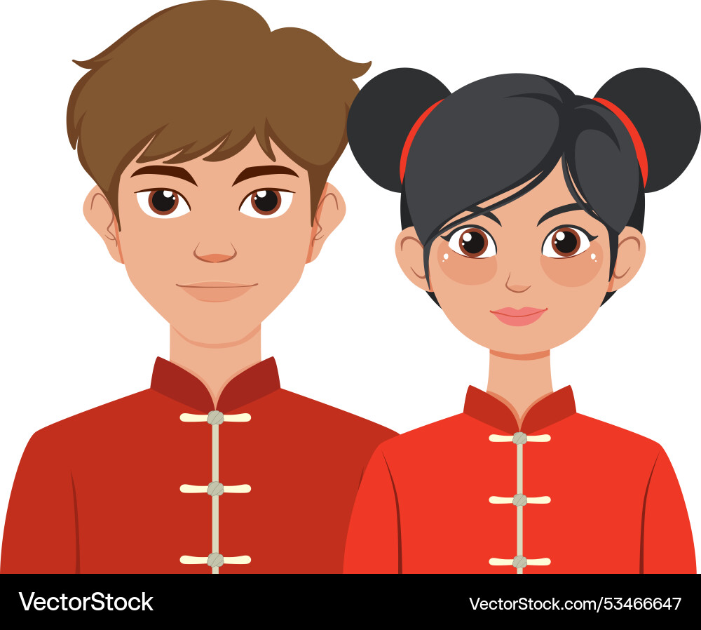 A couple in traditional attire Royalty Free Vector Image